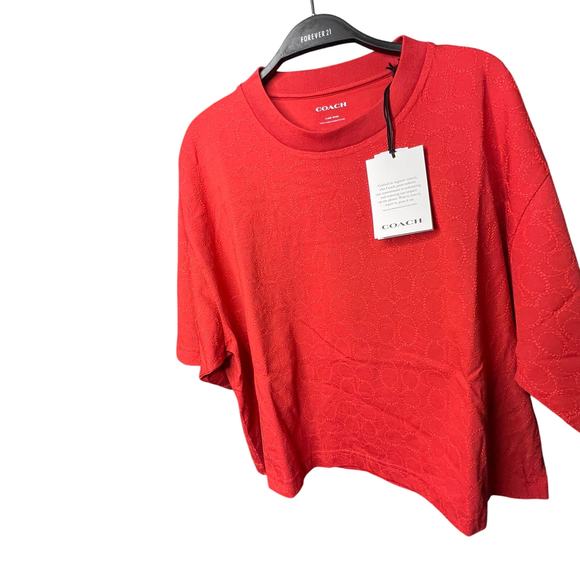 Coach | Tops | Coach Signature Red Organic Cotton Oversized Top Nwt ...